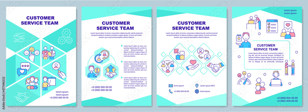 Customer service team brochure template. Satisfied clients. Booklet ...