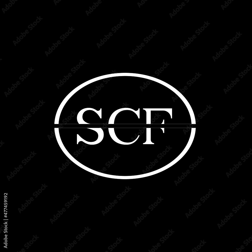 SCF letter logo design with black background in illustrator, vector ...