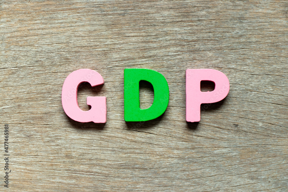 Color alphabet letter in word GDP (Abbreviation of good distribution ...