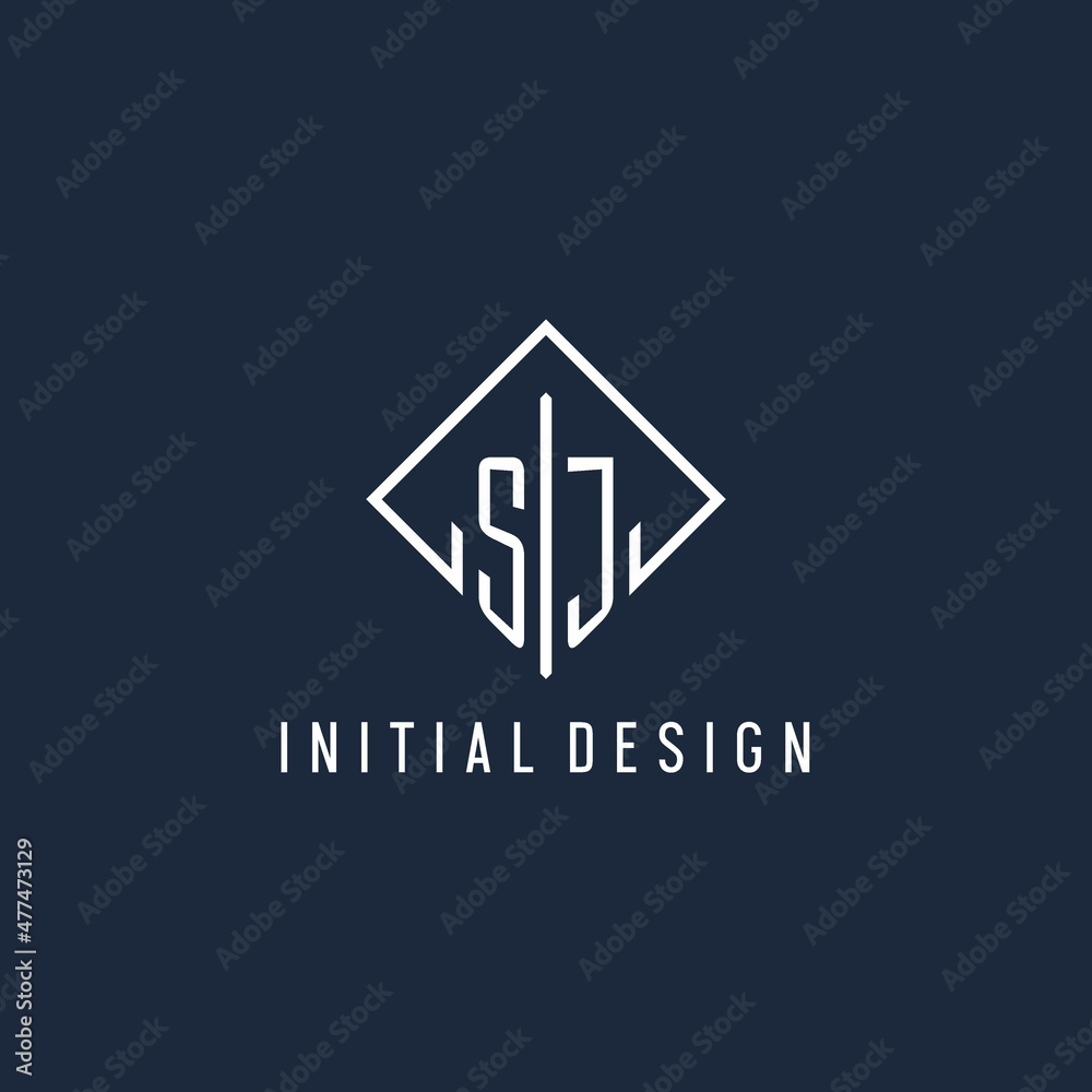SJ initial logo with luxury rectangle style design Stock Vector | Adobe ...