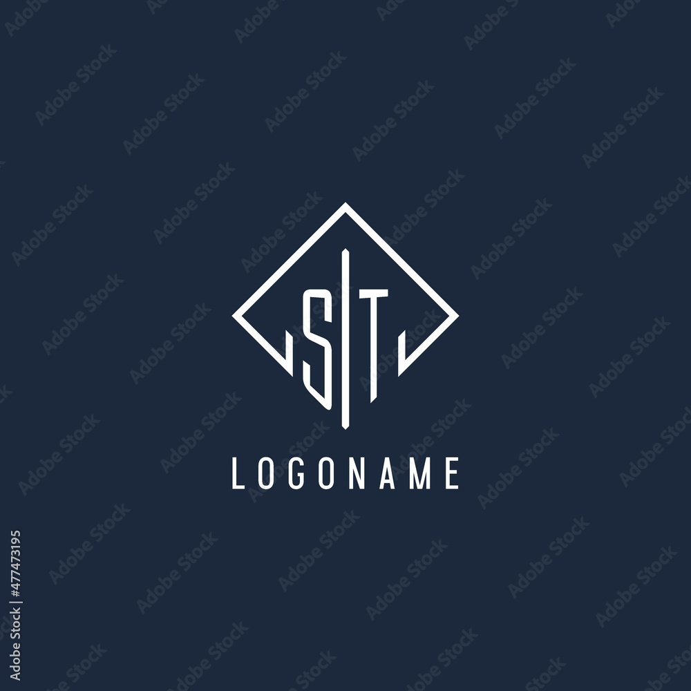 ST initial logo with luxury rectangle style design Stock Vector | Adobe ...