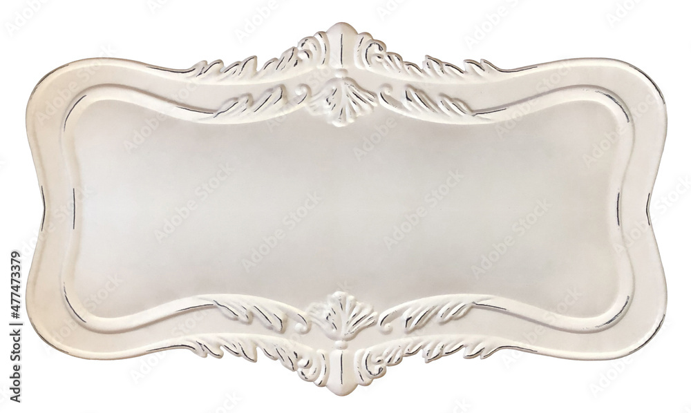 Old blank embossed white enameled sign plate template, isolated on ...