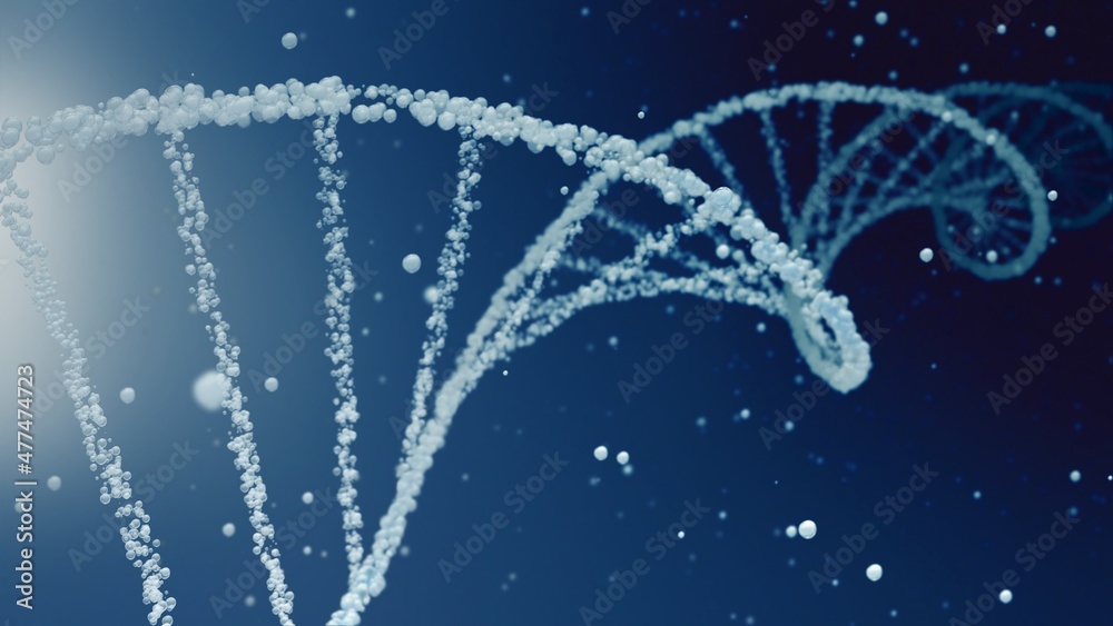 Cosmetic water bubble DNA and mRNA background with cell droplets and ...