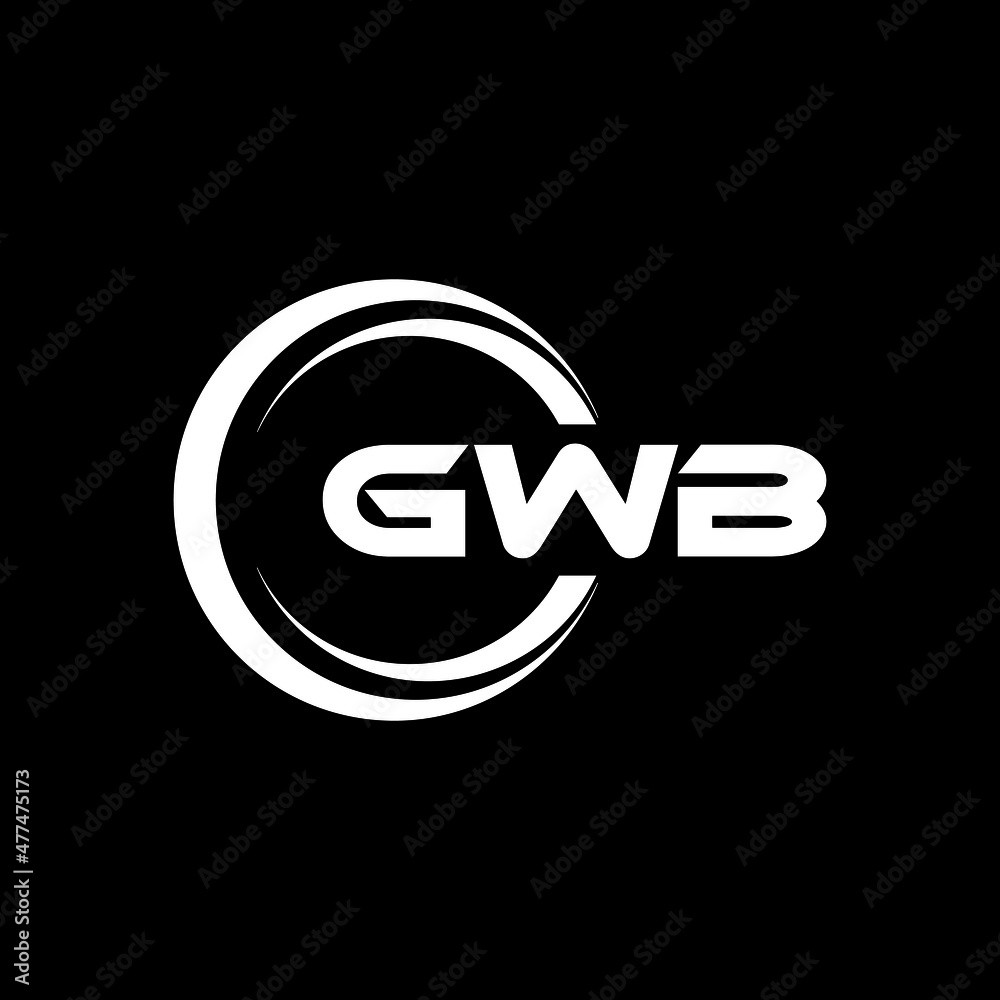 GWB letter logo design with black background in illustrator, vector ...