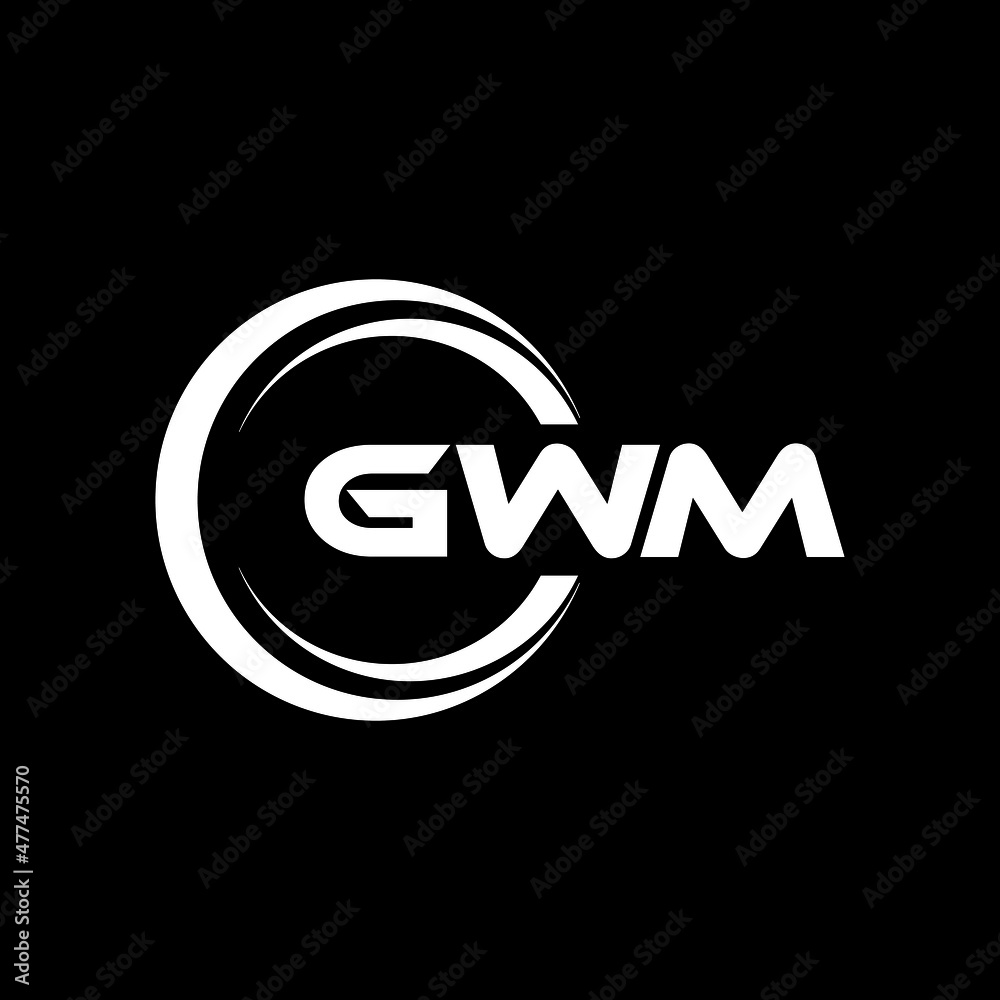 GWM letter logo design with black background in illustrator, vector ...