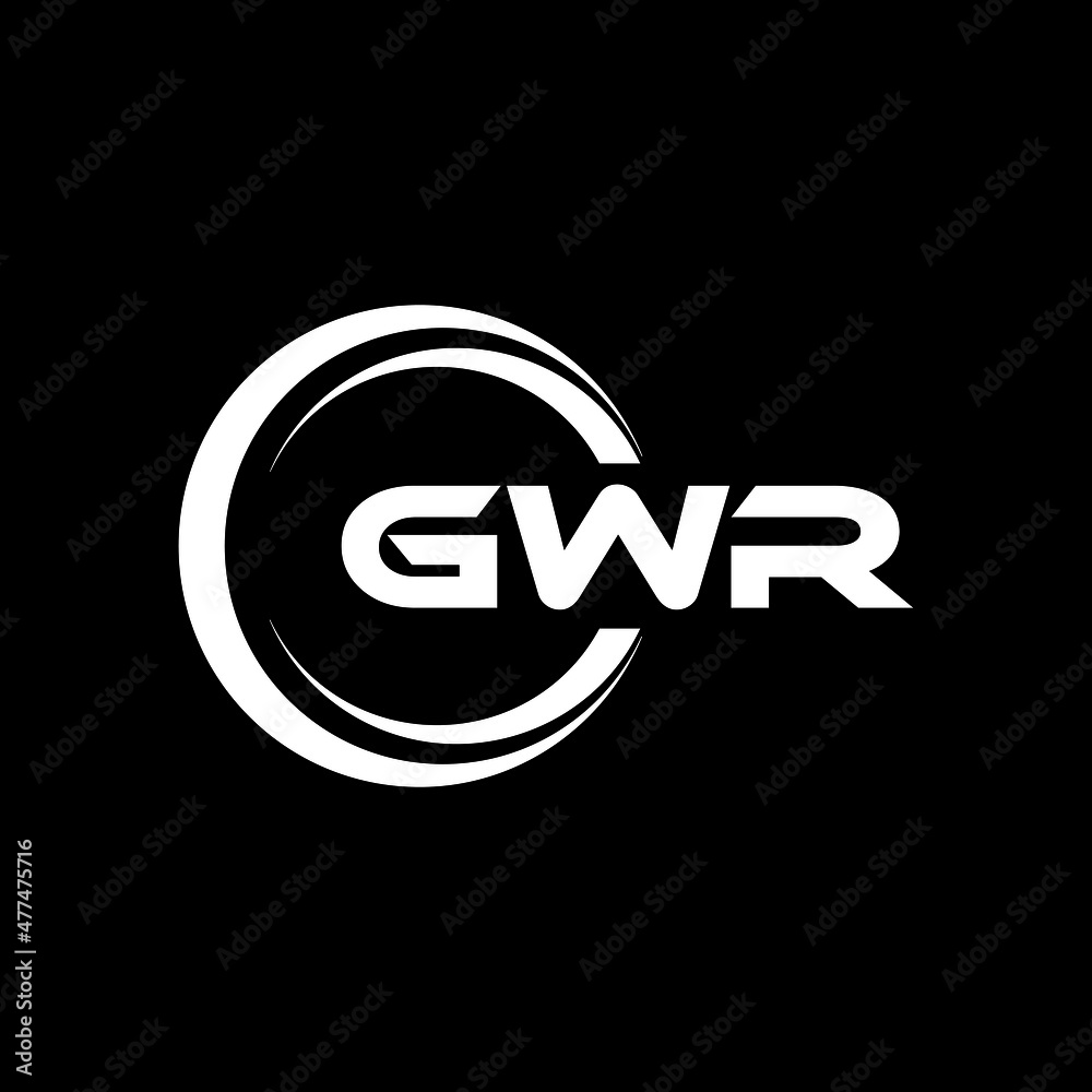Vecteur Stock GWR letter logo design with black background in ...