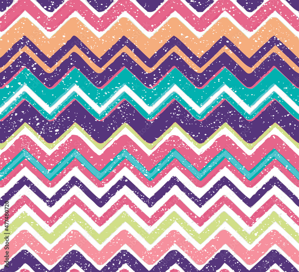 Doodled Geo Chevron Seamless Vector Pattern - in fun tween colors ...