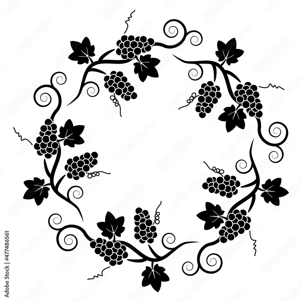 vector black and white decoration pattern of grape vine Stock Vector ...