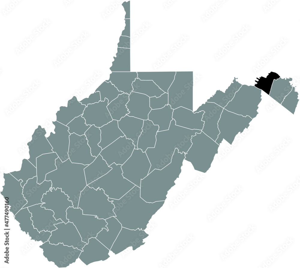 Black highlighted location map of the Morgan County inside gray ...