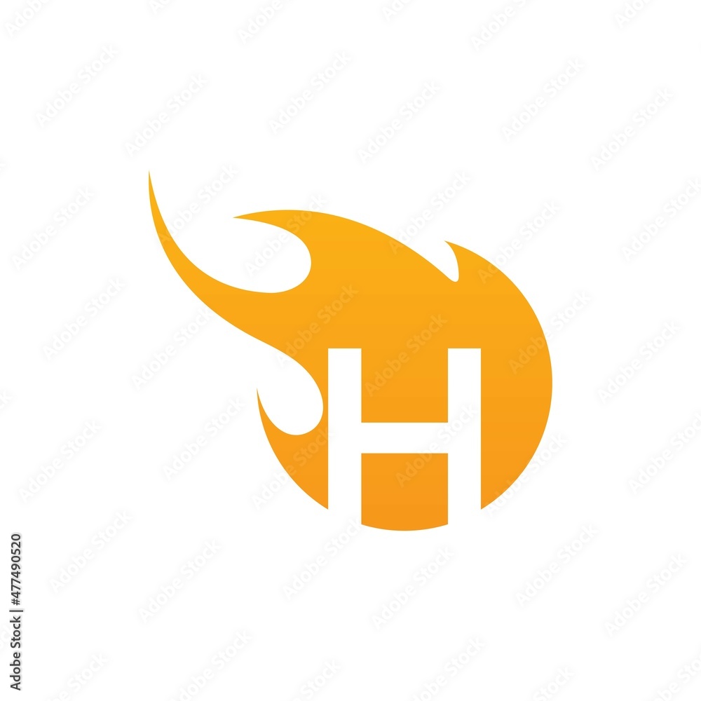 Initial H letter with fire logo Vector design. Stock Vector | Adobe Stock