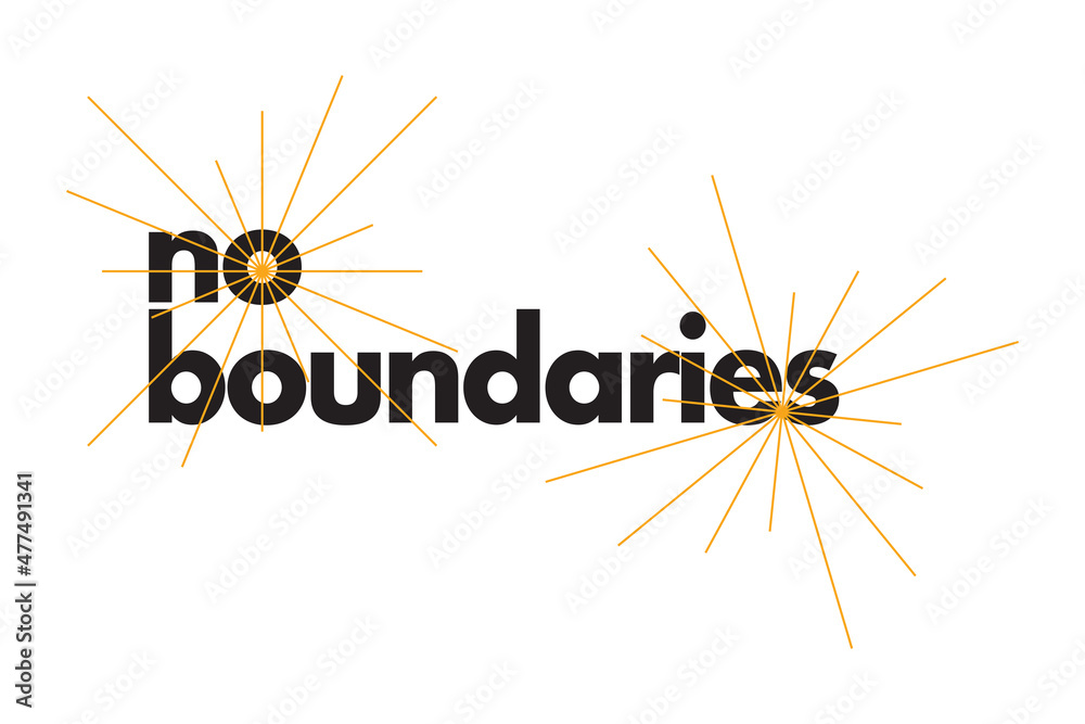 Modern, simple, bold typographic design of a saying "No Boundaries" in ...