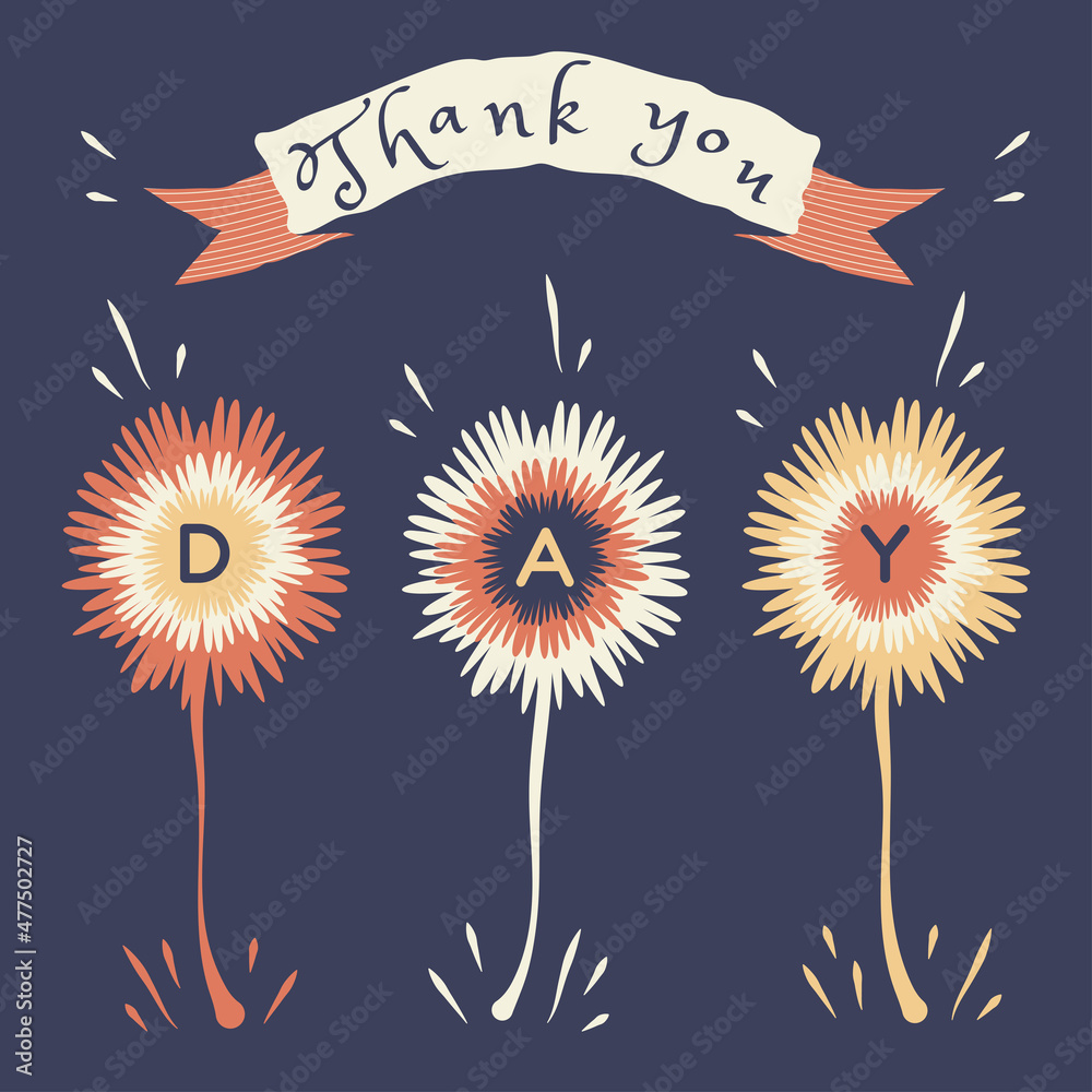 International Thank you Day. Background with Colorful flowers, leaves ...
