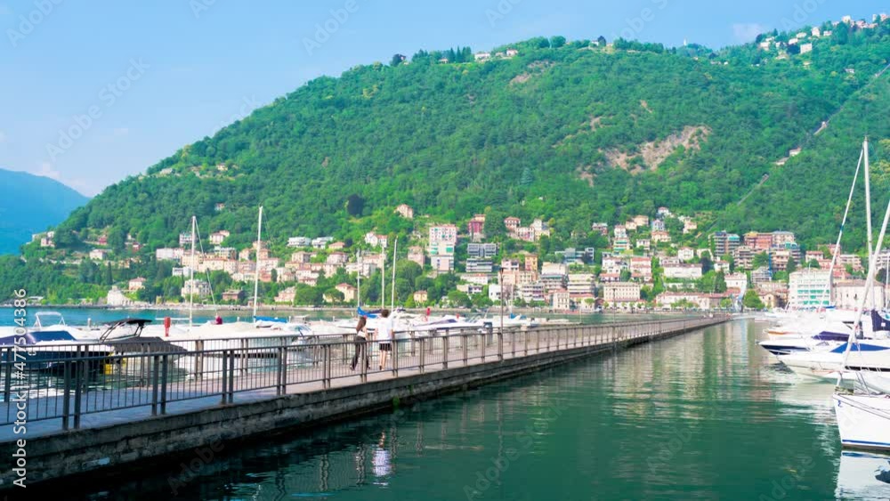 Vídeo do Stock: Port of Como (harbour) and lakefront. Como is a tourist ...