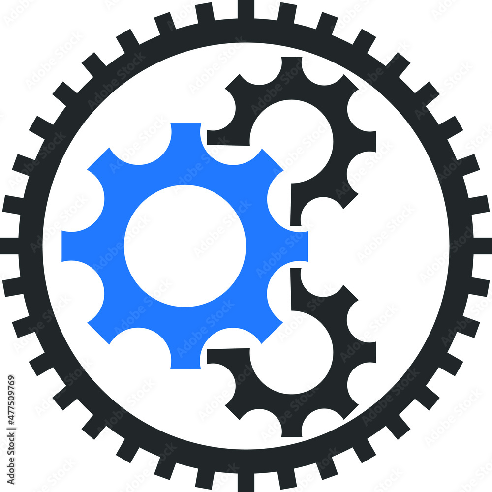 gear icon, cog wheel, engine circle, thin line web symbol on white ...