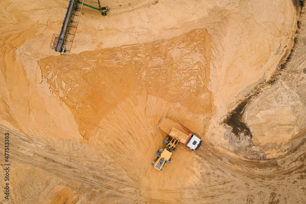 Sand quarry, industrial extraction of sand for construction industry ...