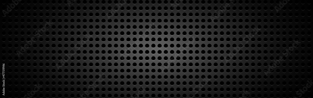 Metal mesh background. Black perforated metal. Steel backdrop with ...