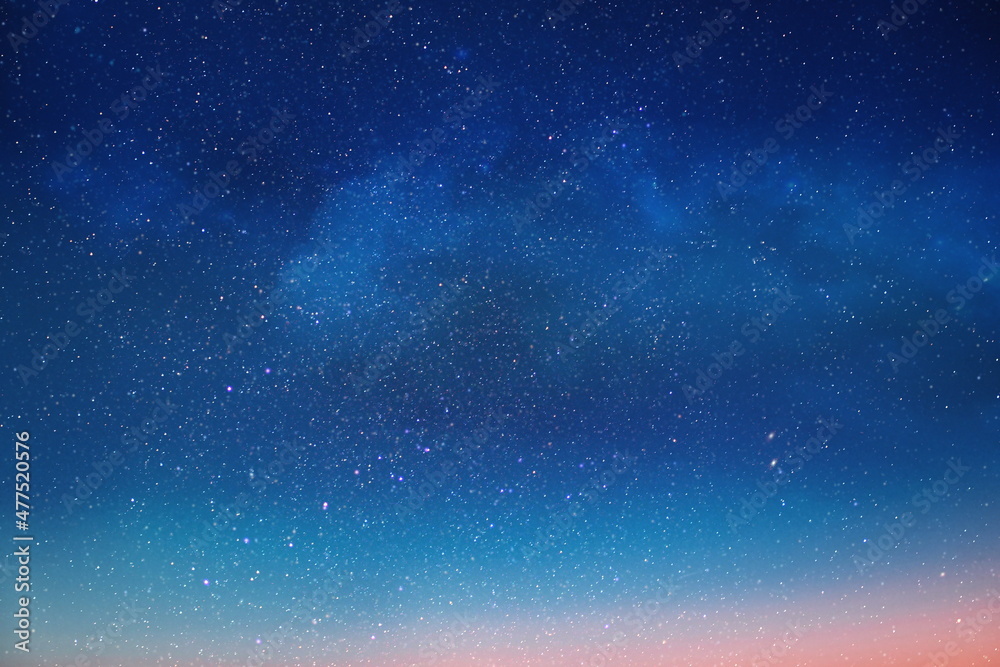 blue bright starry sky light dramatin clouds at night universe nebula ...