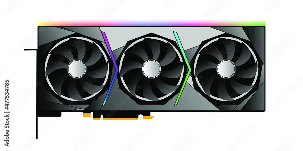 Vecteur Stock GPU icon. GPU with RGB backlight. Graphics processing ...