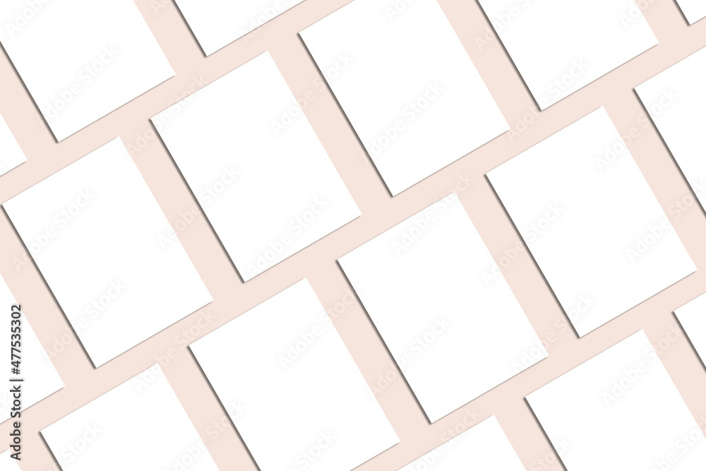 White Diagonal Rectangle mockups lying on neutral Light background ...
