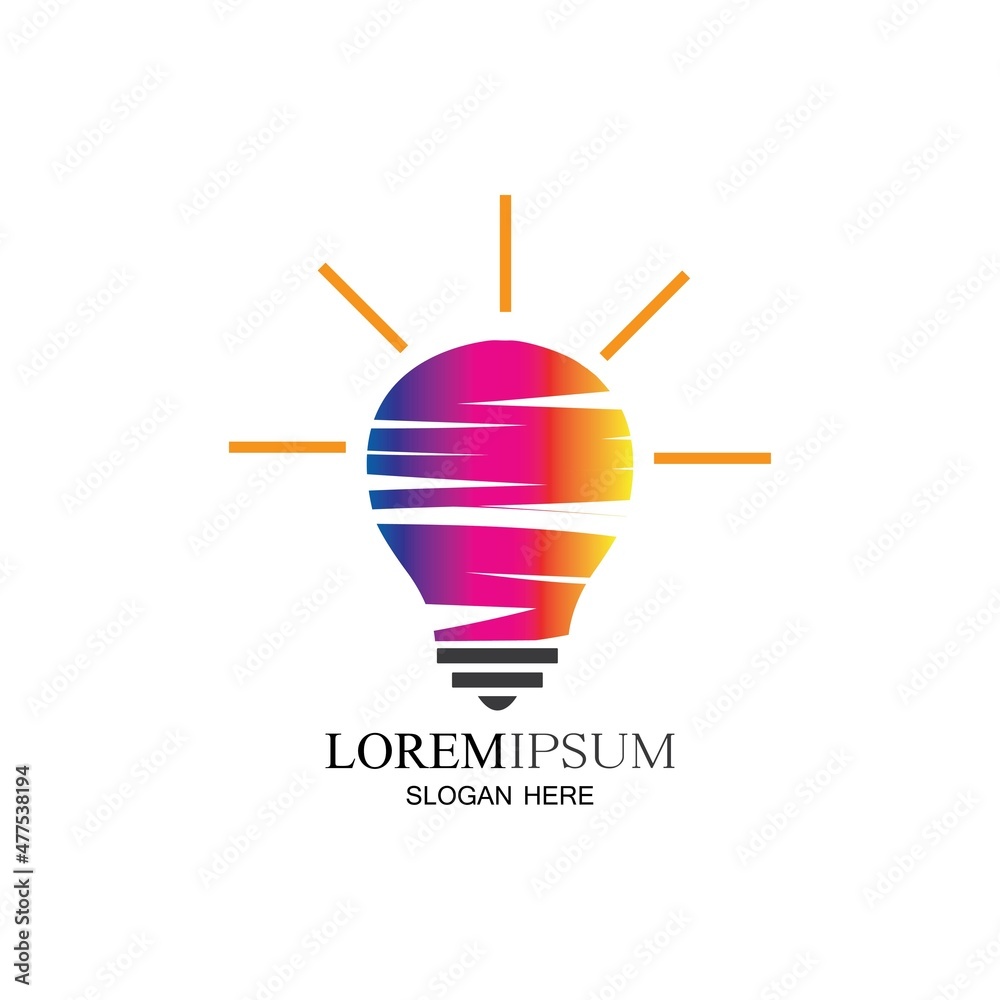 Colorful lightbulb logo designs concept creative icon symbol technology ...