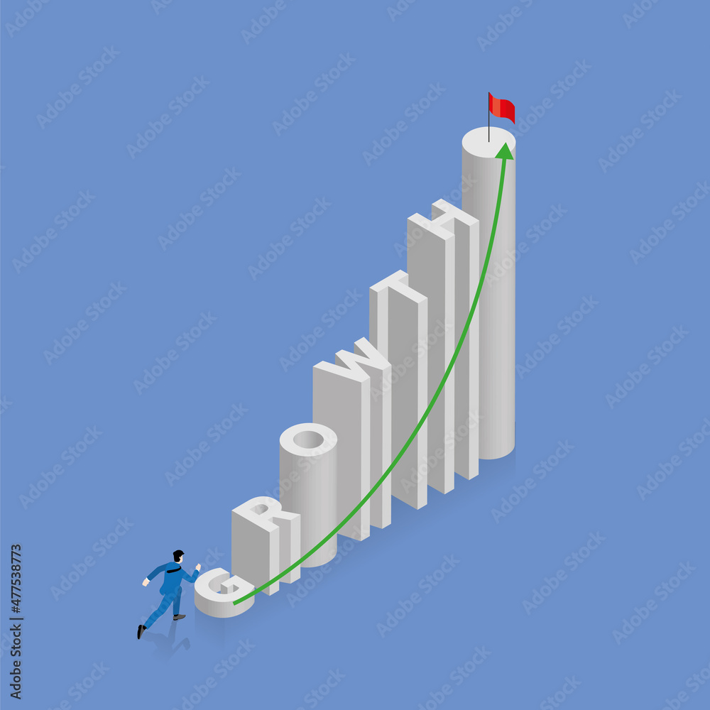 Business concept of success, grow up, chart up bar graph with green ...