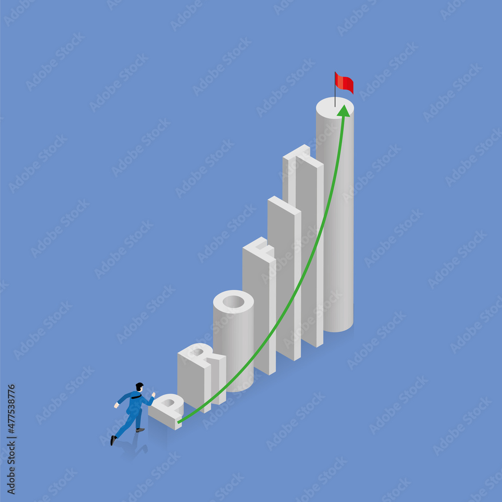 Business concept of success, grow up, chart up bar graph with green ...