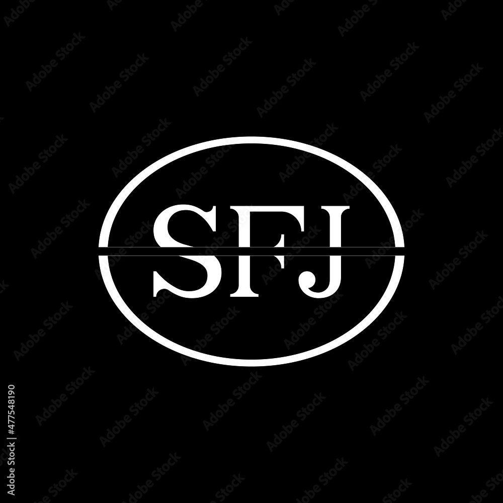 SFJ letter logo design with black background in illustrator, vector ...