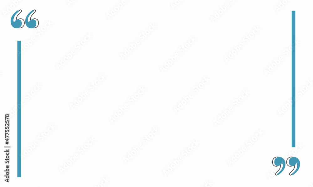 white background with blue quotes with black outline shadow and lines ...