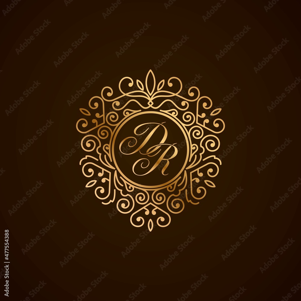 DR initial letter luxury monogram logo, elegant ornamen jewelry, emblem ...