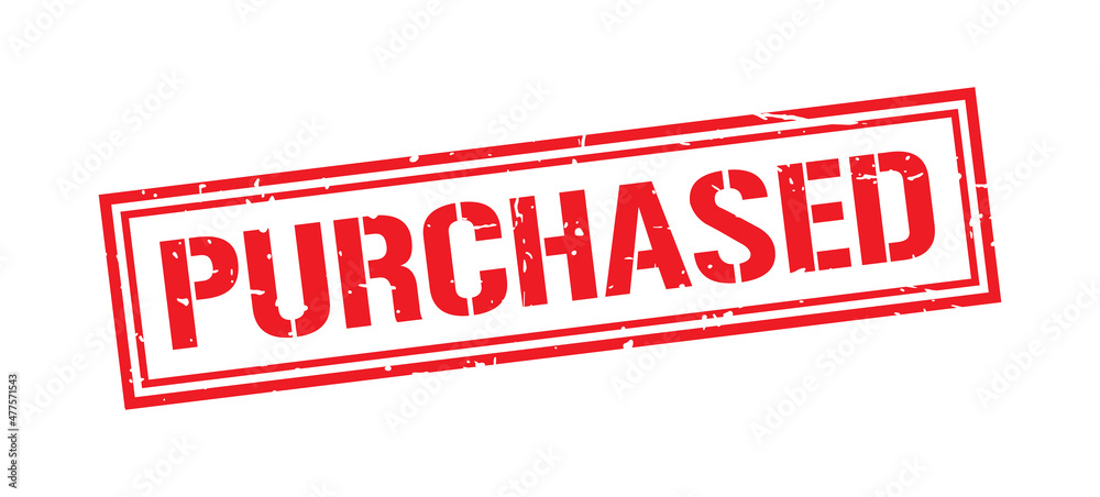 Purchased word stamp symbol isolated on white background. Grunge red ...