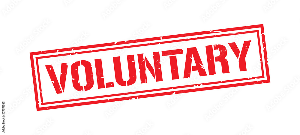 Voluntary word stamp symbol isolated on white background. Grunge red ...