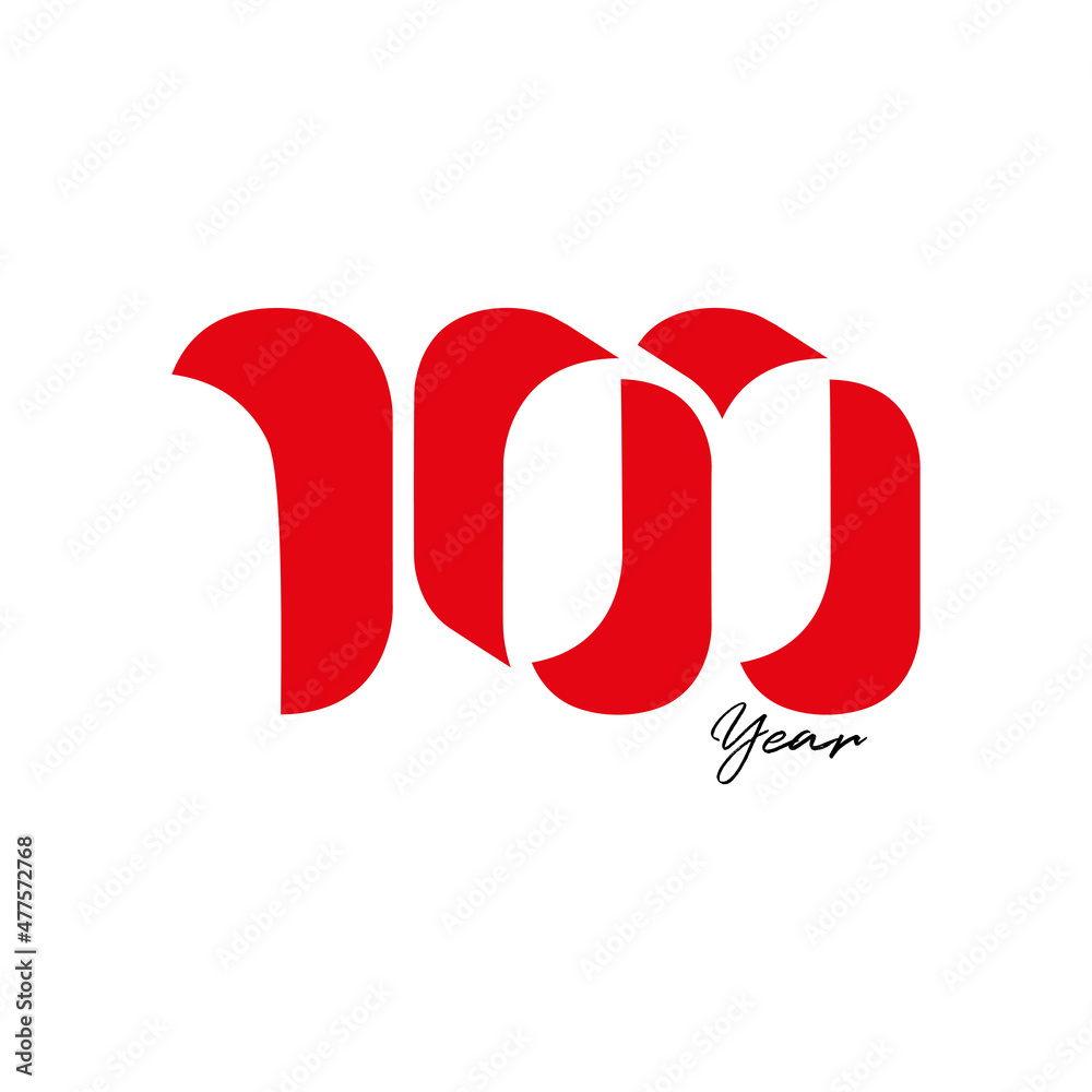 100 years logo. 100 year old red vector illustration. 100 creative and ...