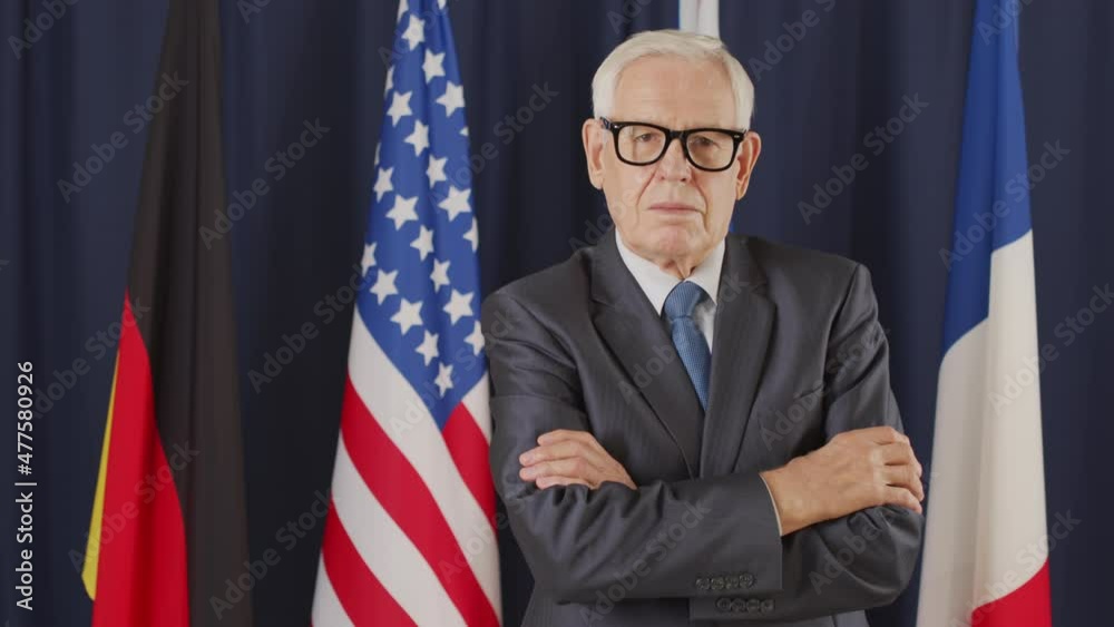 PAN medium portrait of mature male political leader of Caucasian ...