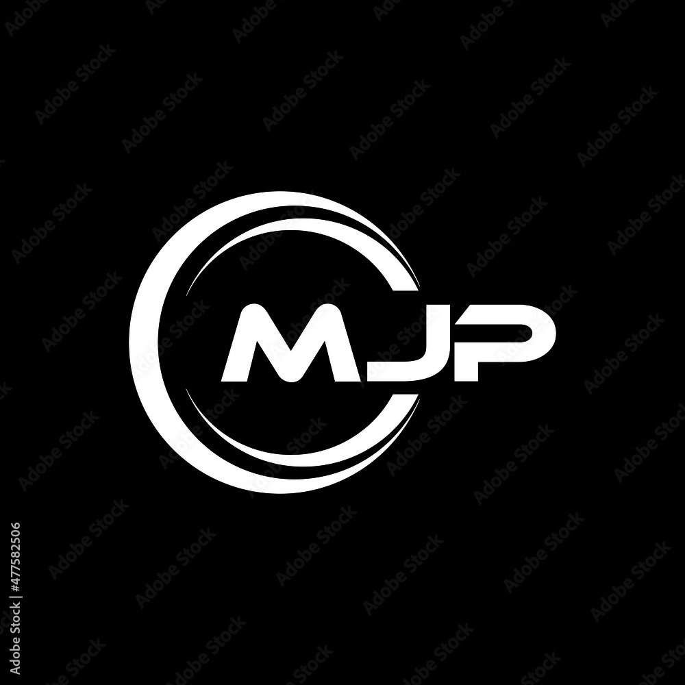 MJP letter logo design with black background in illustrator, vector ...