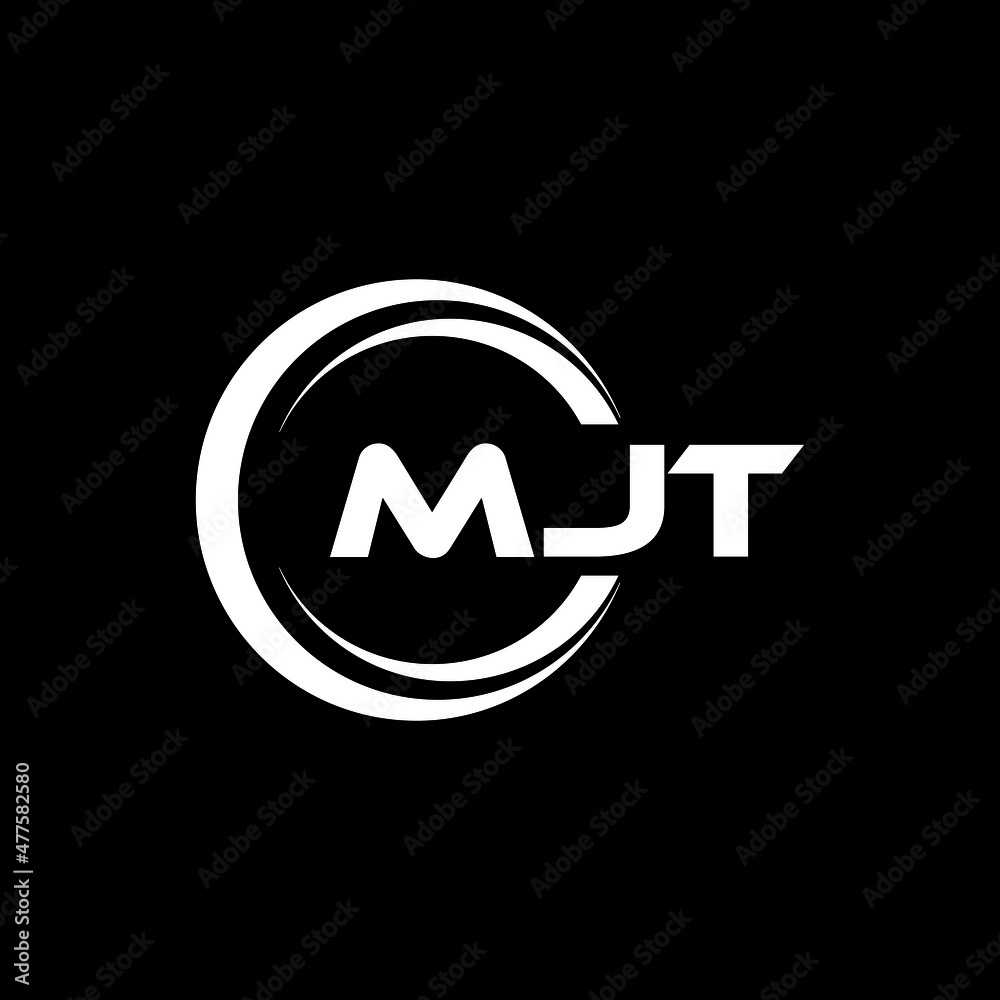 MJT letter logo design with black background in illustrator, vector ...