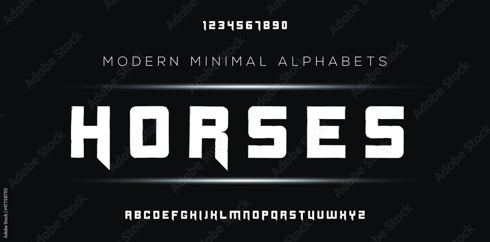 Modern Minimal Font and Alphabets. Unique tech typeface for business ...