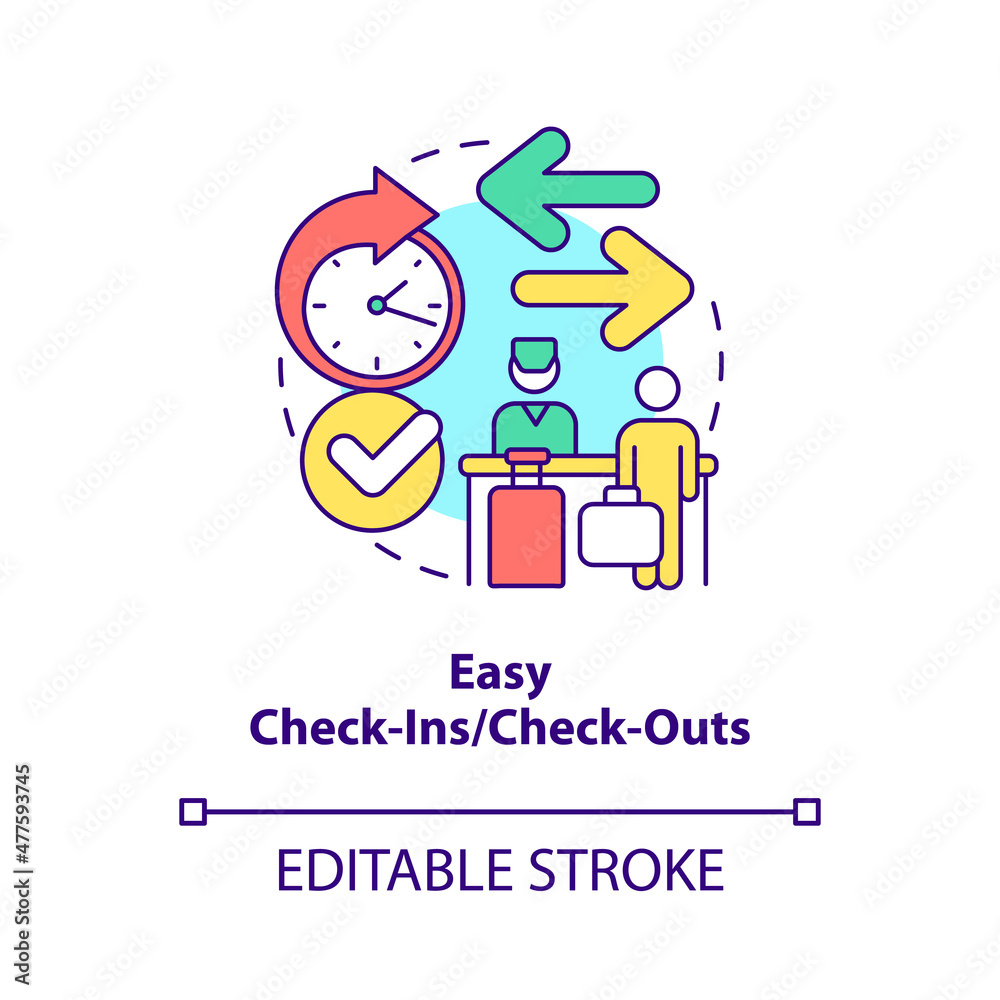 Easy check-ins and check-outs concept icon. Real estate management ...
