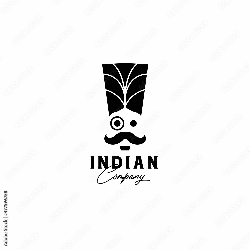 Indian company mustache logo design with glasses and hat, suitable for ...