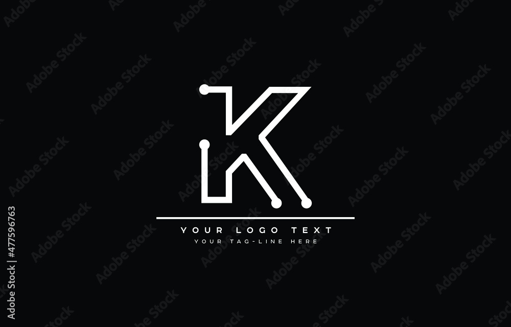 Initial K letter logo design with black background Stock Vector | Adobe ...
