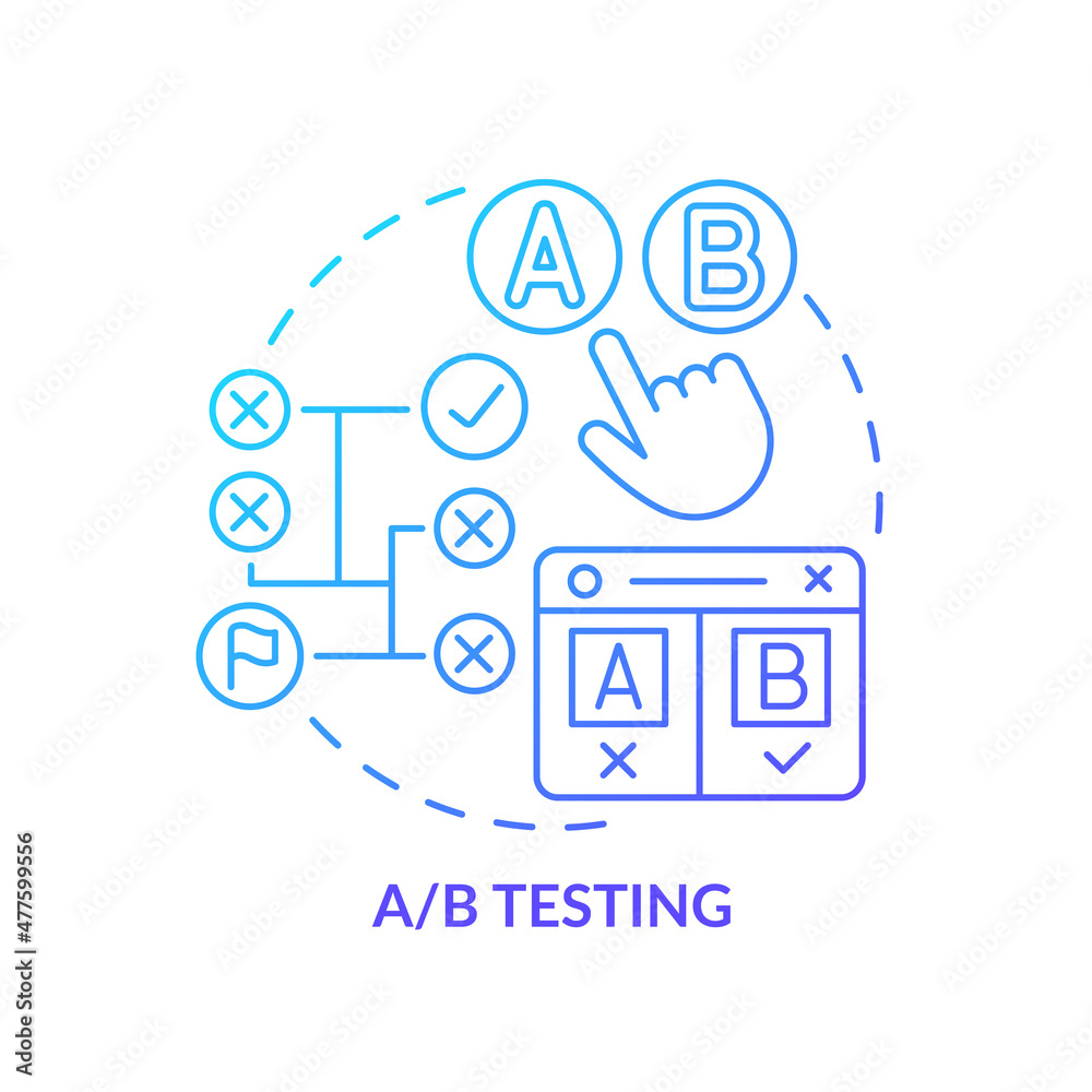 AB testing blue gradient concept icon. Customer experience research ...