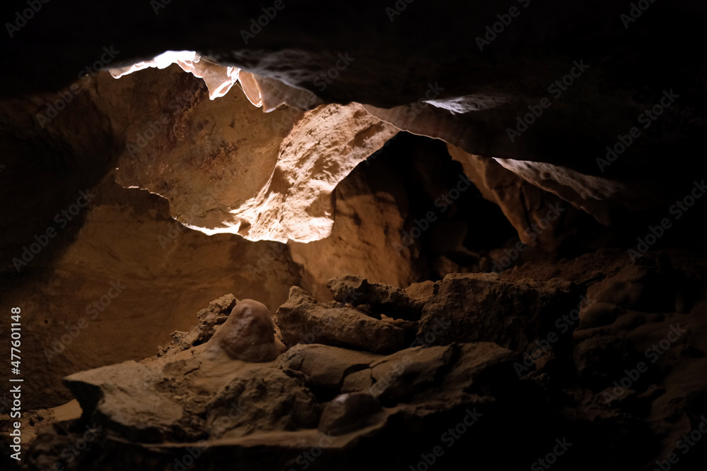 Magic and mystical lighting inside Cave of the Winds stalactite cavity ...