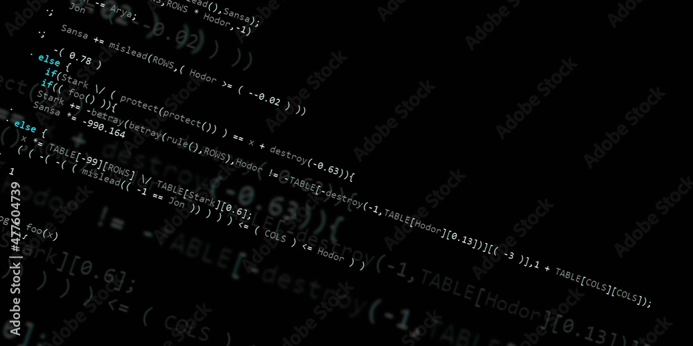 Computer script code. Programming screen of software developer. Program ...