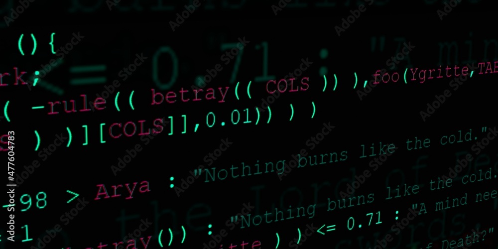 Computer script code. Programming screen of software developer. Program code background. Modern ...