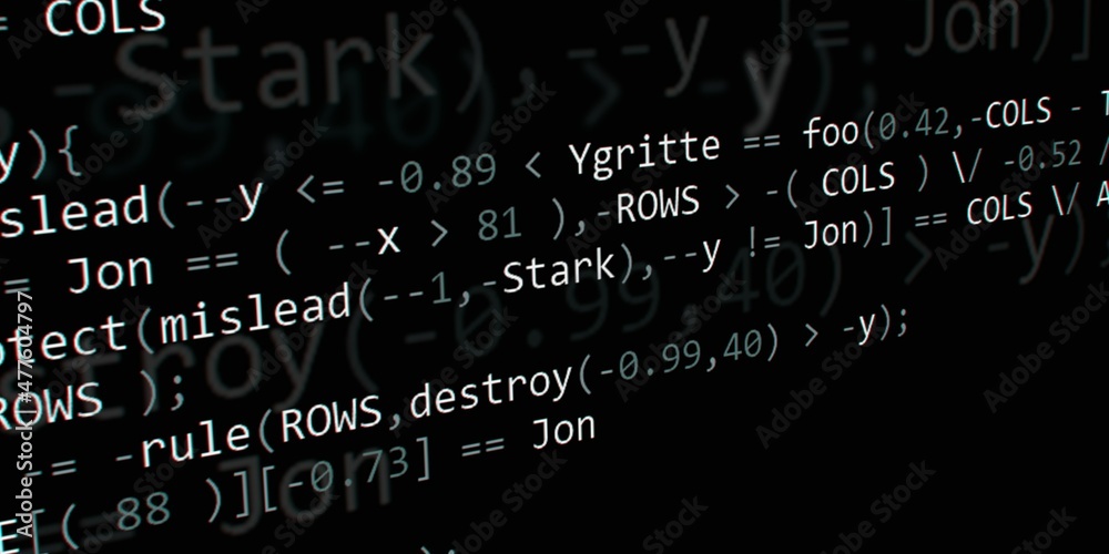 Computer script code. Programming screen of software developer. Program code background. Modern ...