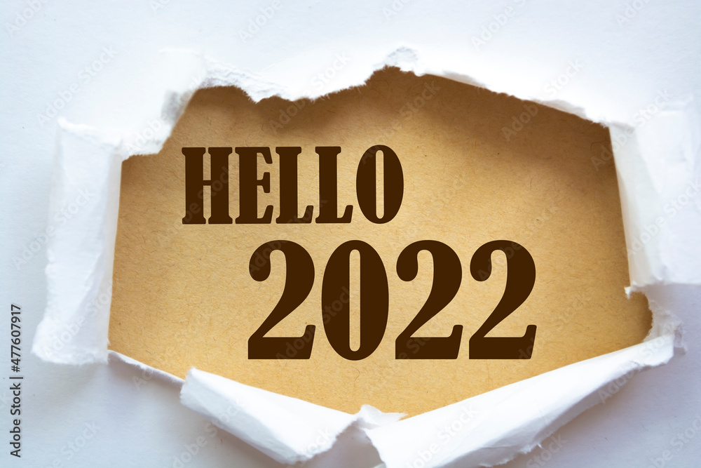 2022 hello new year symbol. Concept words Hello 2022 appearing behind ...