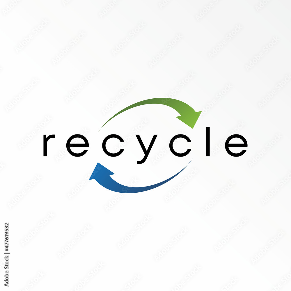 Letter or writing RECYCLE font with Flip arrow image graphic icon logo ...