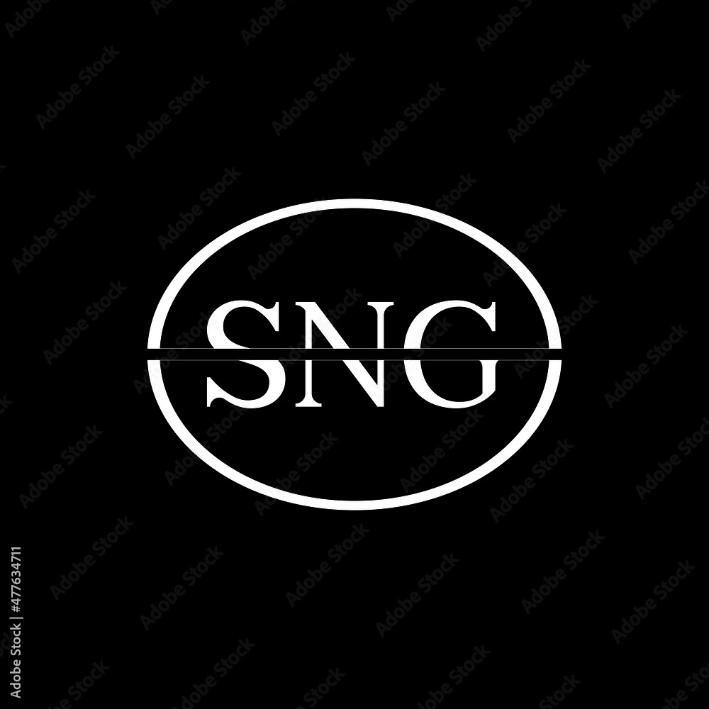 Vecteur Stock SNG letter logo design with black background in ...