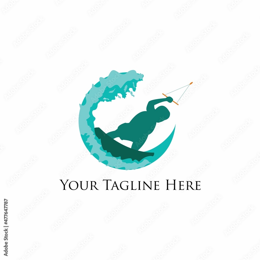 water ski logo design,water sports template vector image using a ...