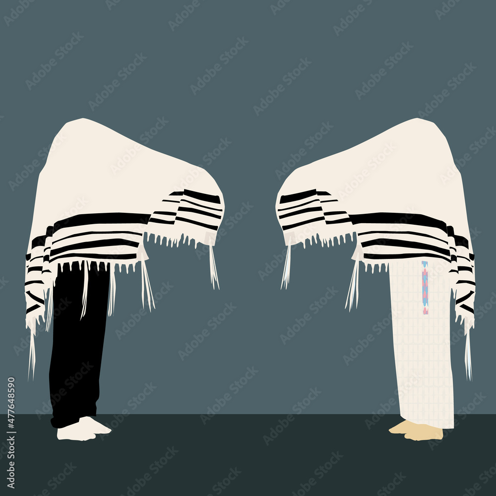A painting of 2 Jewish priests greeting the people of Israel with a ...