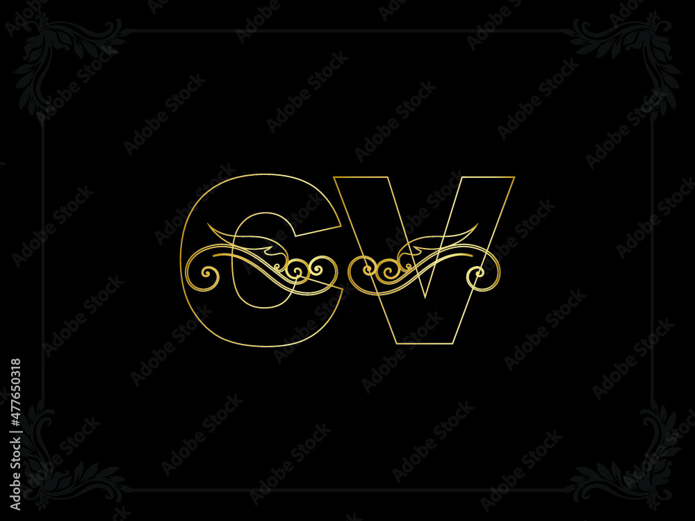 Initial CV Luxury Letter Logo, New Unique Premium CV Logo Icon Design ...